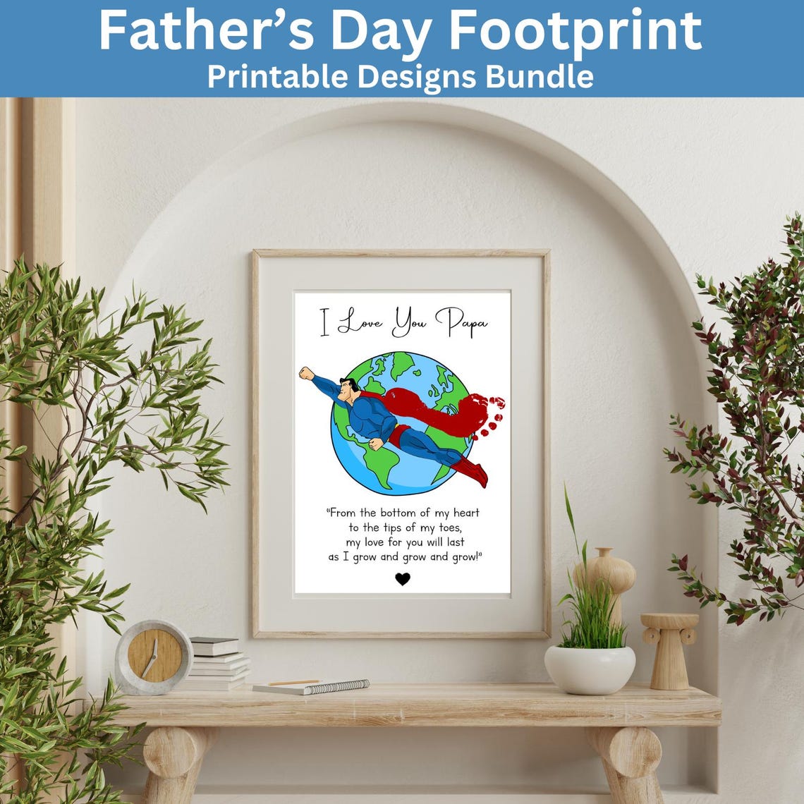 Fathers Day Footprint Craft Bundle, Dad Footprint Fingerprint Printable ...