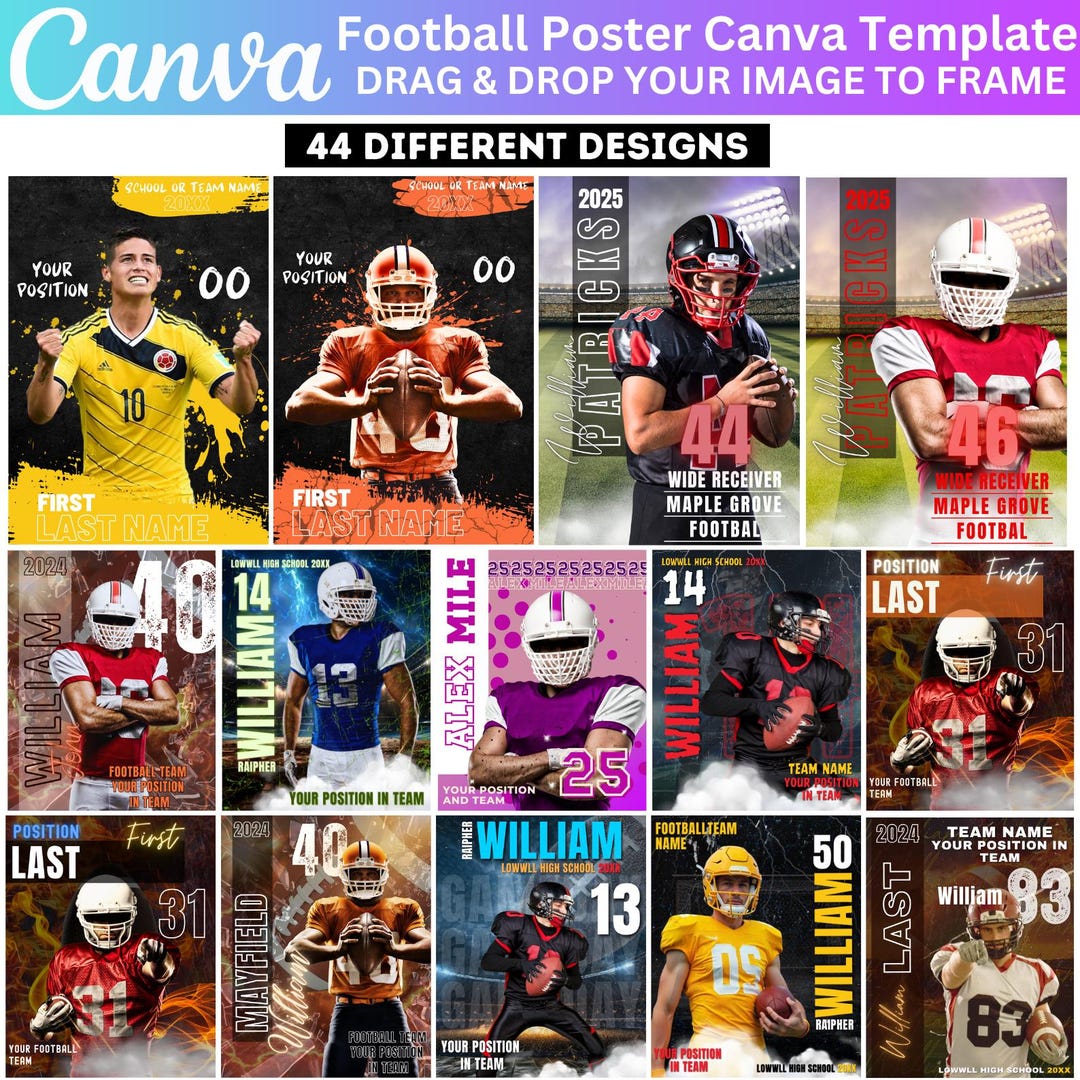 Football Poster Templates Mega Bundle, Canva Editable Poster, Stadium ...