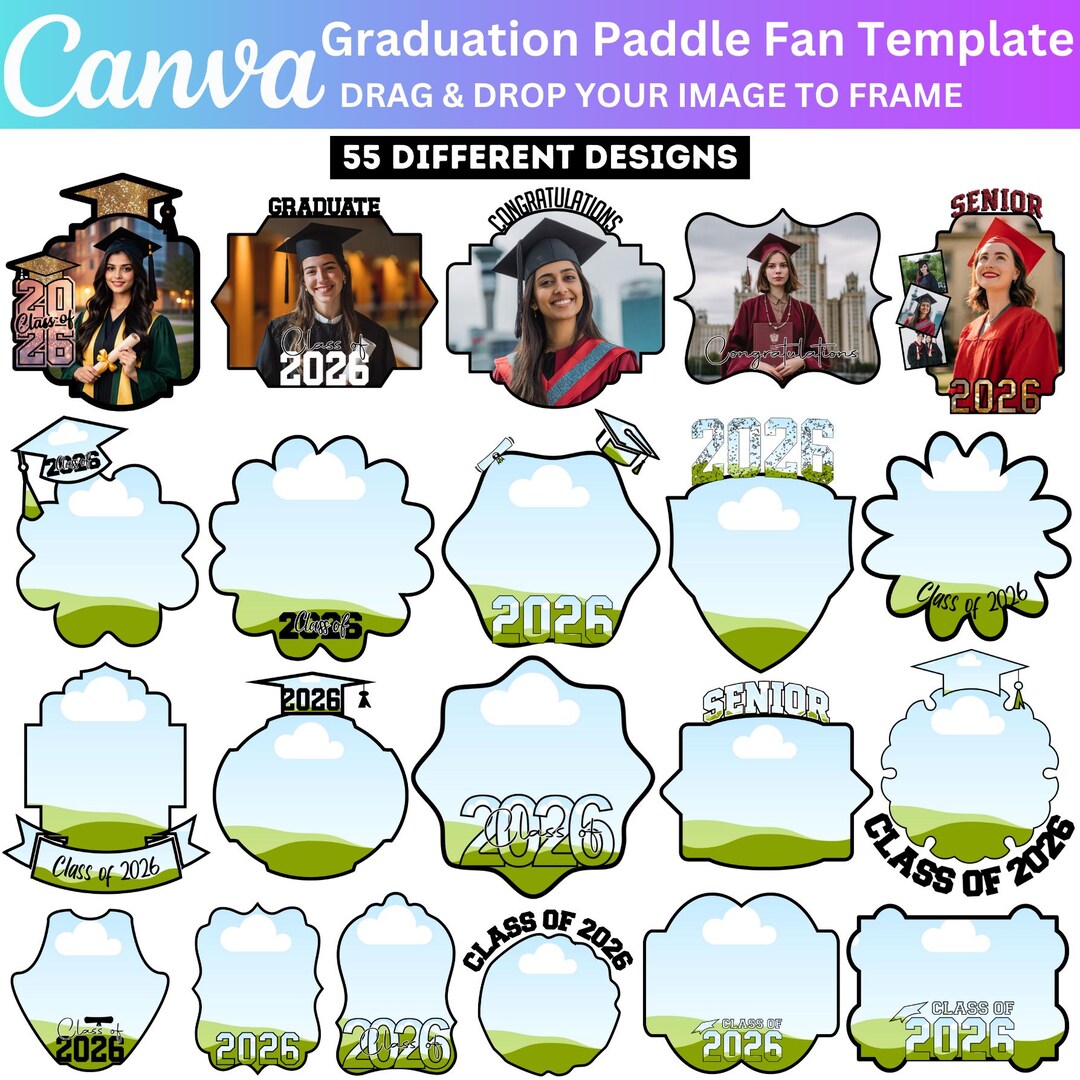 50+ Graduation Fan Paddle 2026 Bundle, Canva Editable Grad Paddle ...