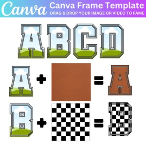 VARSITY Letters Canva Editable Template, Drag and Drop Canva Alphabet ...