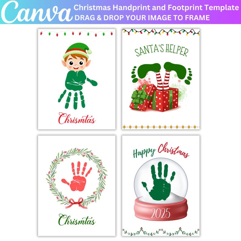10 Christmas Handprint Art Bundle, Christmas Activities, 2O25 Holiday ...