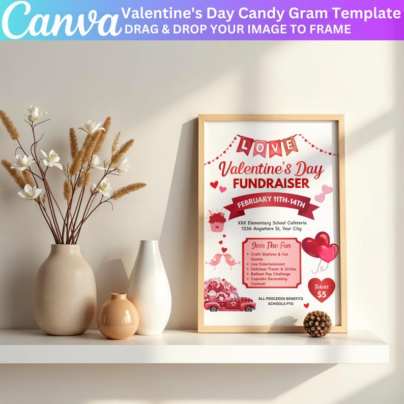 Editable Valentine's Day Fundraiser Flyer, Valentine's Day Candy Gram ...