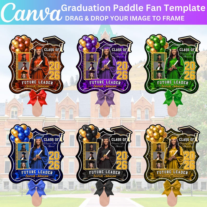 Graduation Fan Canva Editable Template, Custom Graduation Paddle Fan ...