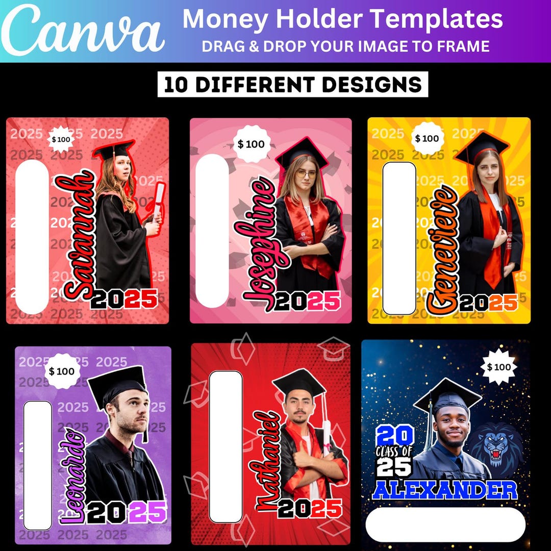 Money Holder Graduation Gift Canva Editable Template, 2025 Money Holder ...