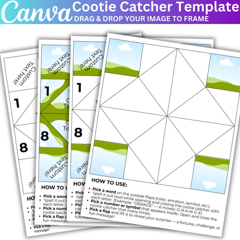 Cootie Catcher Template, Canva Editable Fortune Teller Design, DIY ...