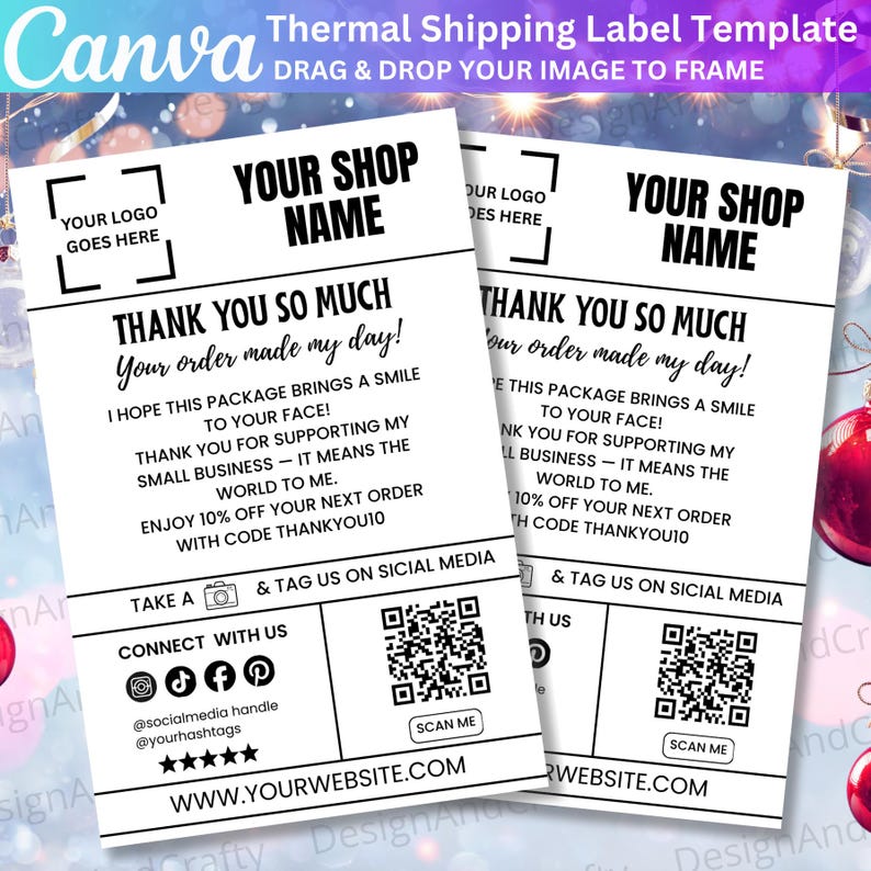Canva Editable Thermal Label Template, Thank You for Your Order Labels ...