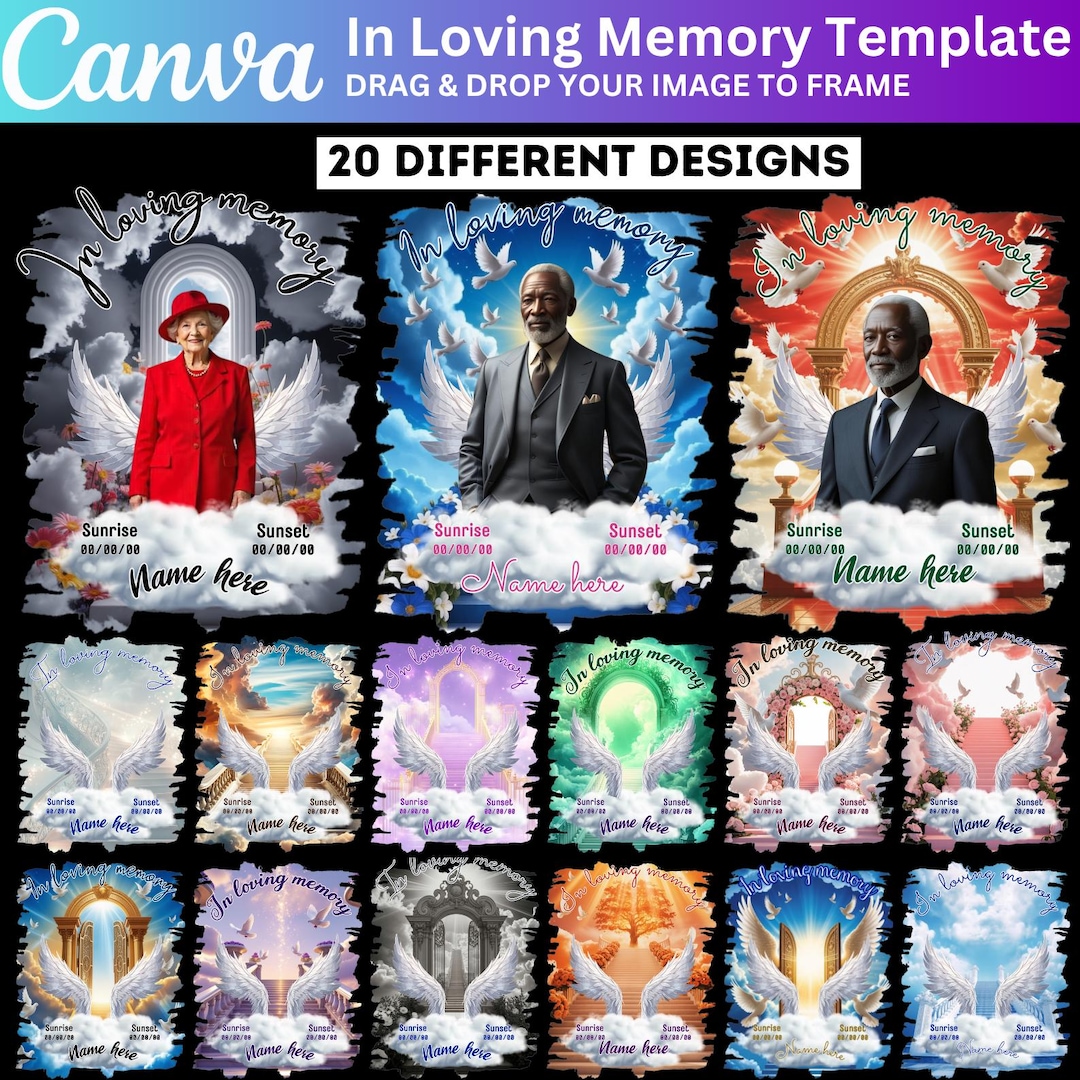 20 in Loving Memory Editable Canva Template Bundle, Memorial T Shirt ...
