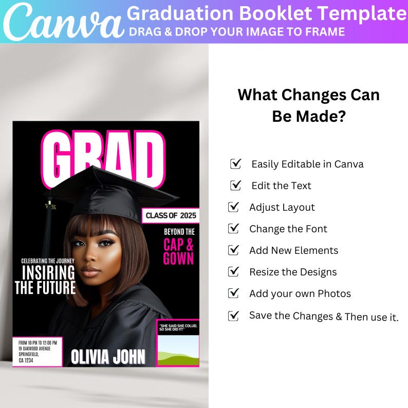 Graduation Activity Booklet Editable Canva Template, Printable Grad ...