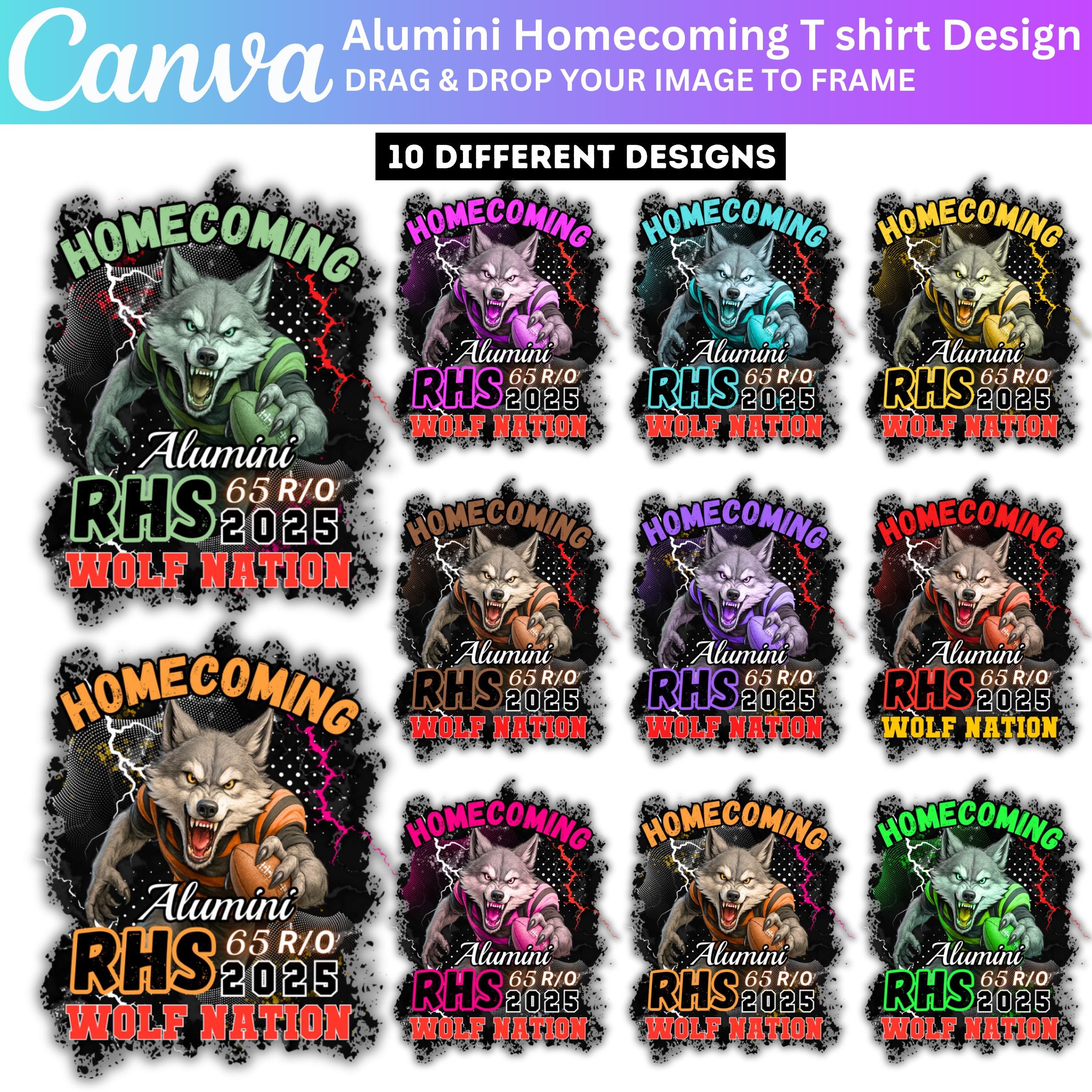 Alumni Team Spirit Football Template Bundle, Canva Editable Football T ...