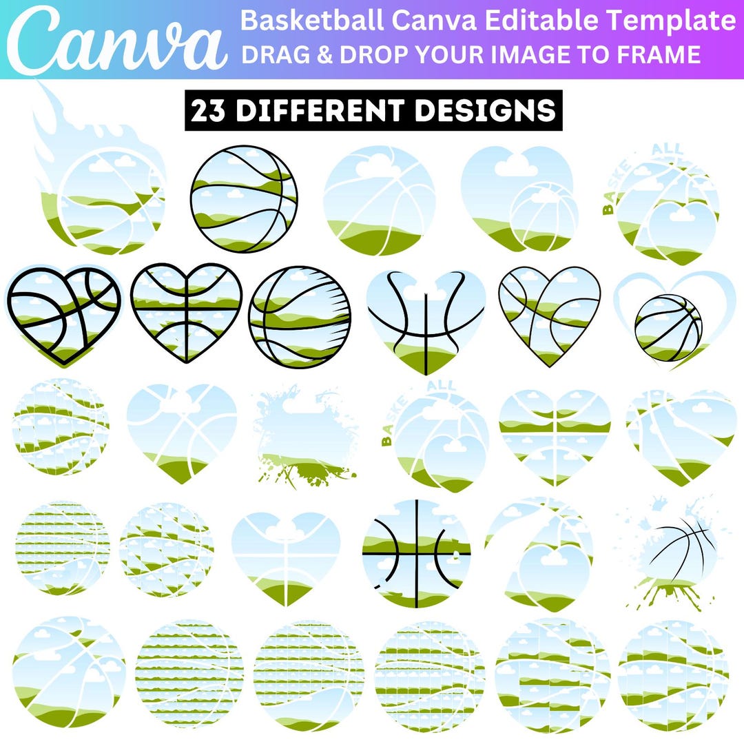 Basketball Canva Editable Frame, Basketball Canva Template Bundle, Make ...