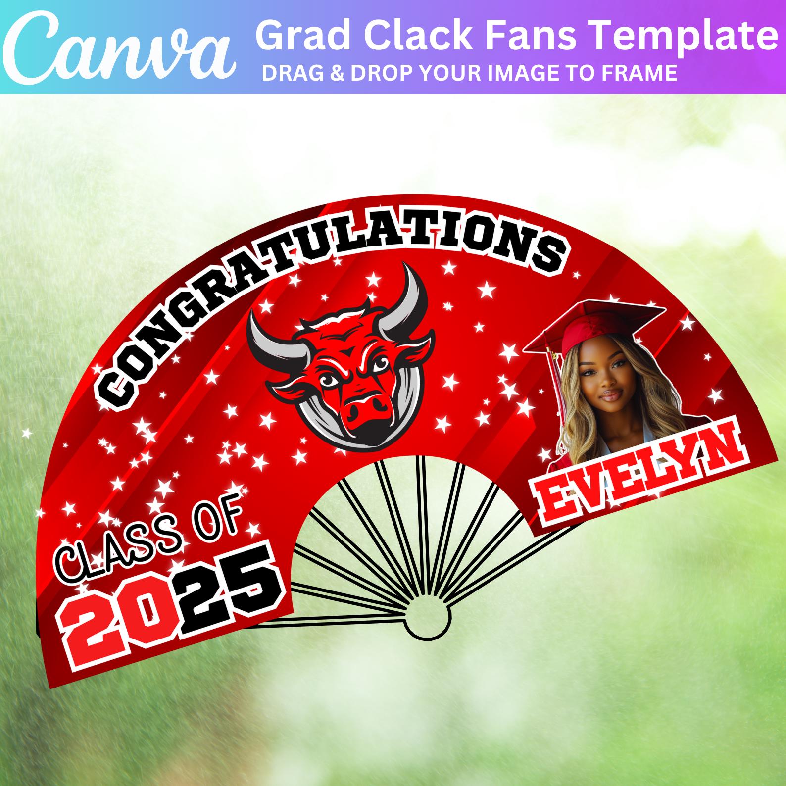20 Graduation Clack Fan Canva Editable Template, 2025 Clack Fan Designs ...