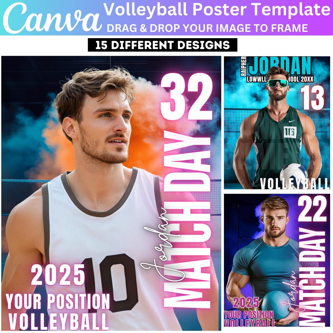Volleyball Poster Canva Template, Volleyball Poster Design ...