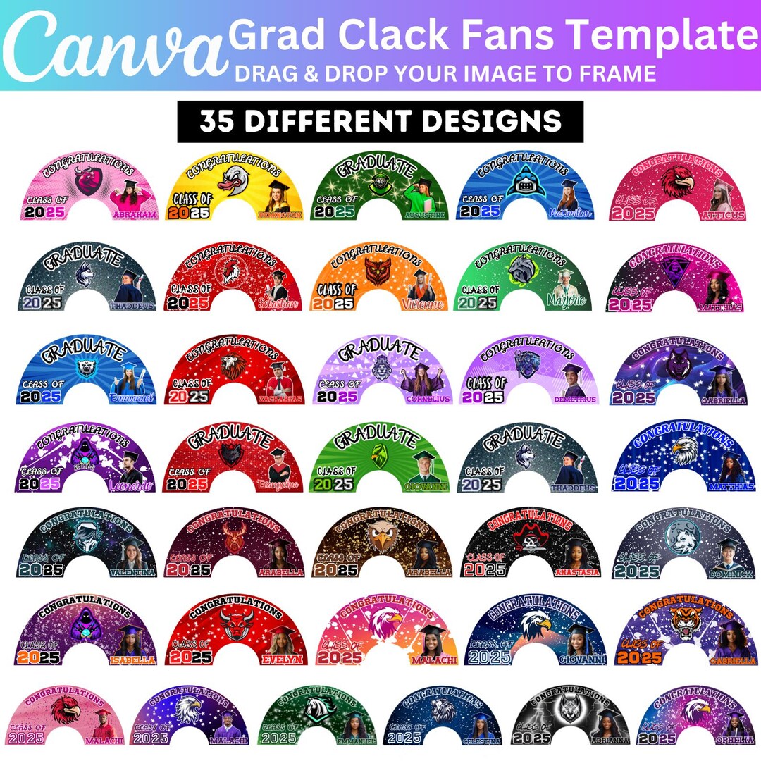 35 Graduation Clack Fan Canva Editable Template Bundle, 2025 Clack Fan ...