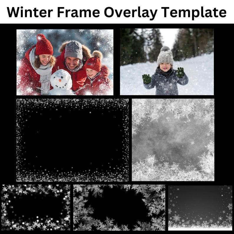15 Winter Frame Overlays Bundle, Christmas Digital Overlay ,white Frame ...