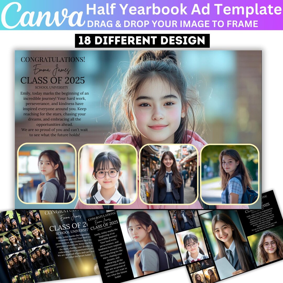 Half Page Yearbook Ad Canva Editable Template, Senior Yearbook Ad ...