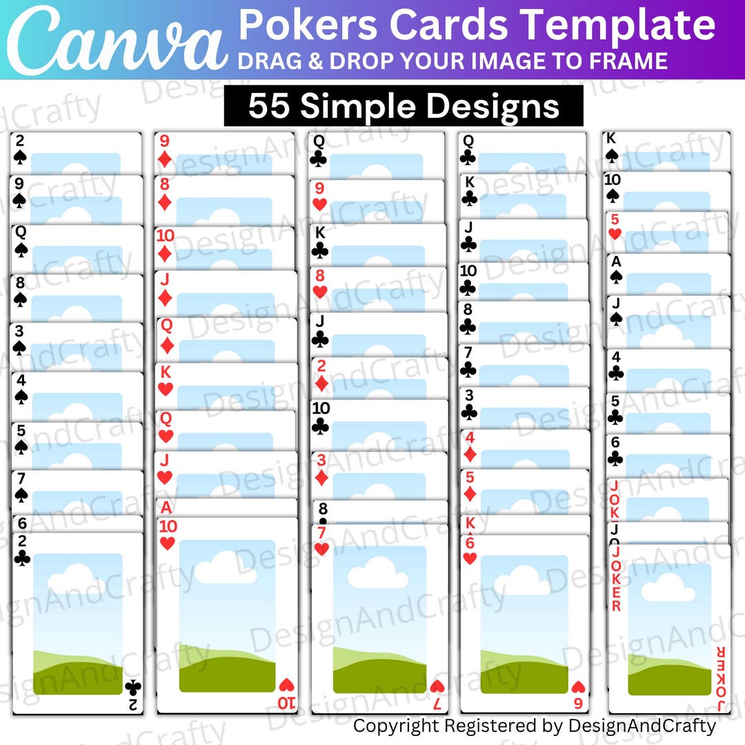 Poker Card Canva Editable Template, Card Sublimation Designs, Play Card ...