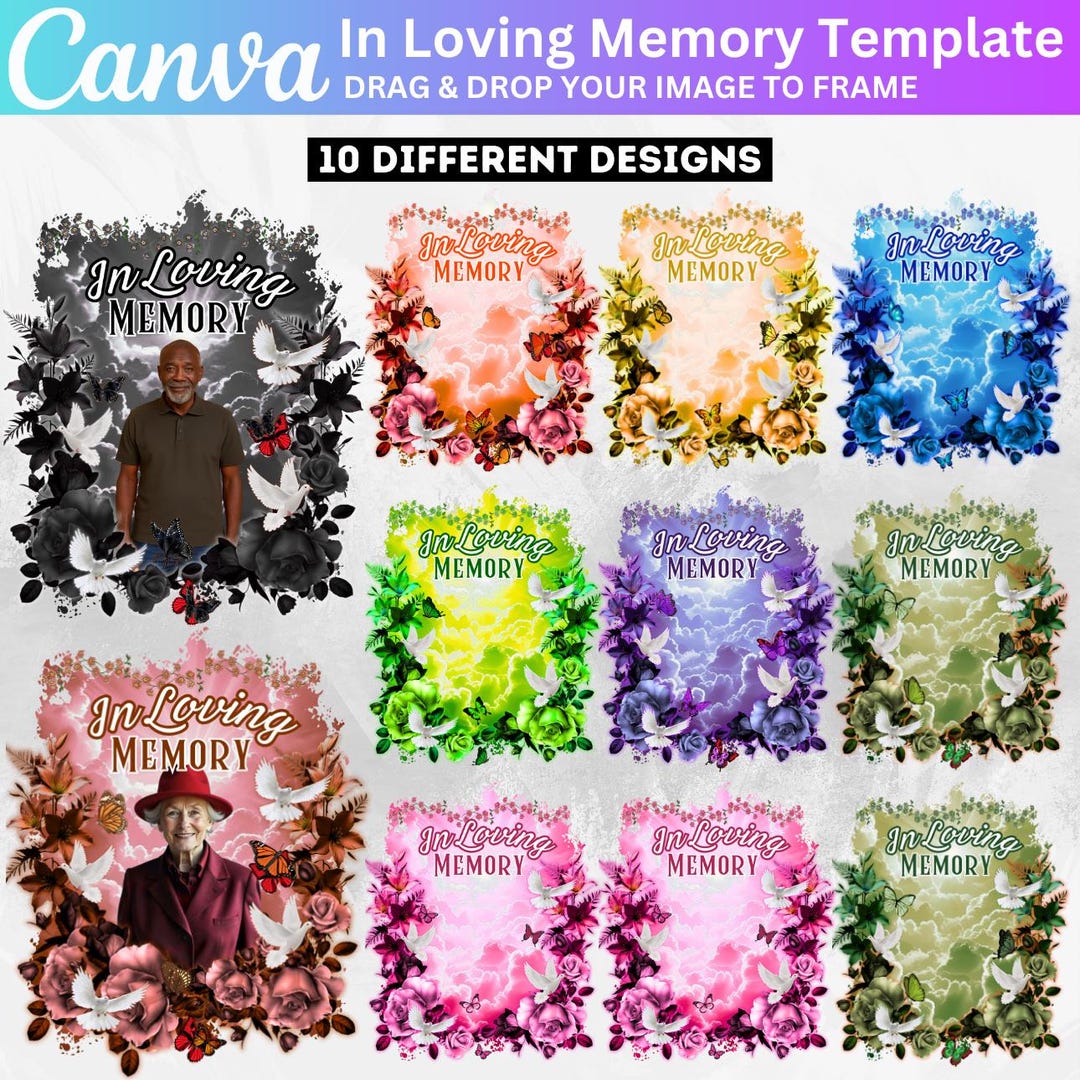 Rip Shirt Template Canva Template Bundle, in Loving Memory Editable ...
