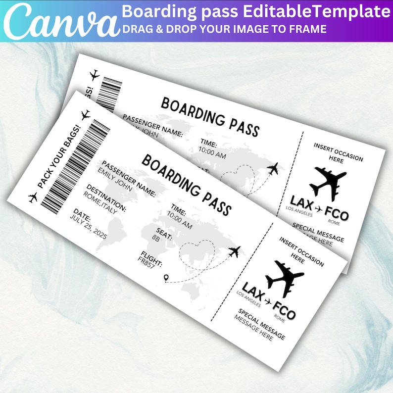 Editable Boarding Pass Template, Canva Editable Boarding Pass Surprise ...