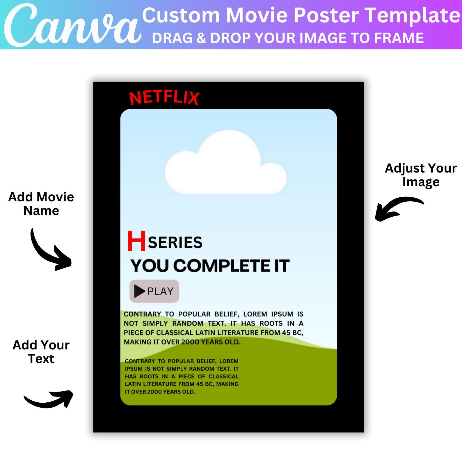 Custom Movie Poster Canva Editable Template, Personalized Poster ...