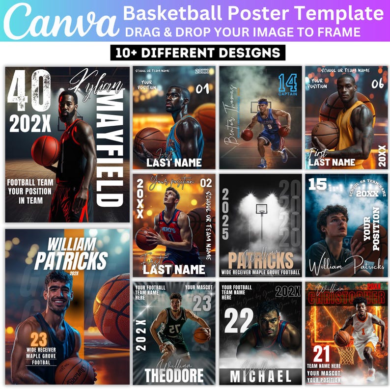 Basketball Poster Canva Editable Template, Sports Photography Templates ...