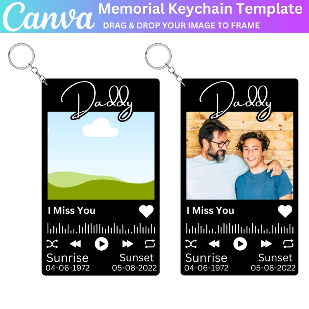 Memorial Keychain Canva Template, Custom Photo Keychain, Phone Call ...
