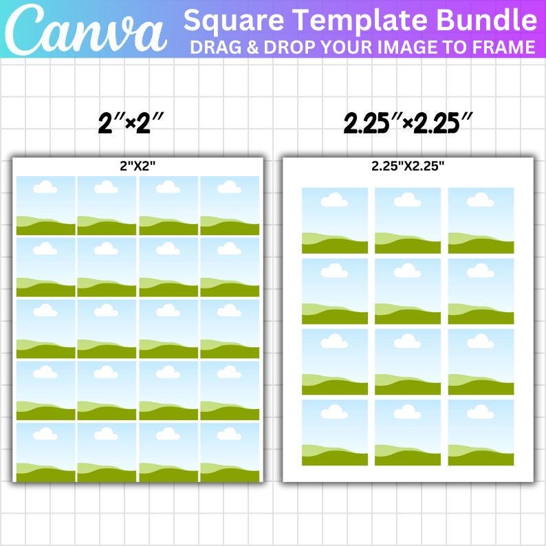 10 Square Template Bundle, Canva Editable Square Label, Magnet Template ...