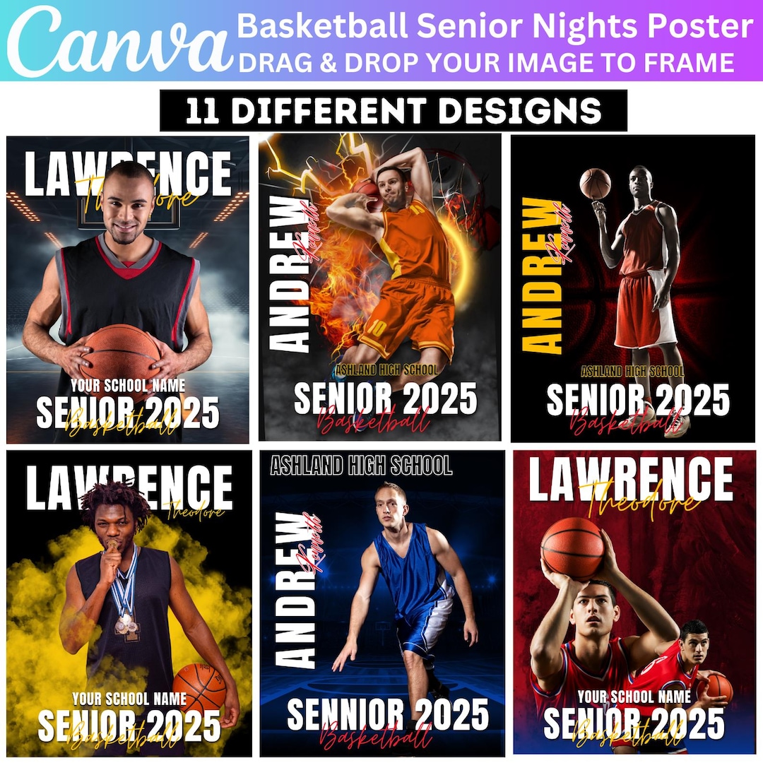 Basketball Senior Night Poster Canva Editable Template, Basketball ...