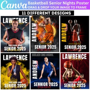 Basketball Senior Night Poster Canva Editable Template, Basketball ...