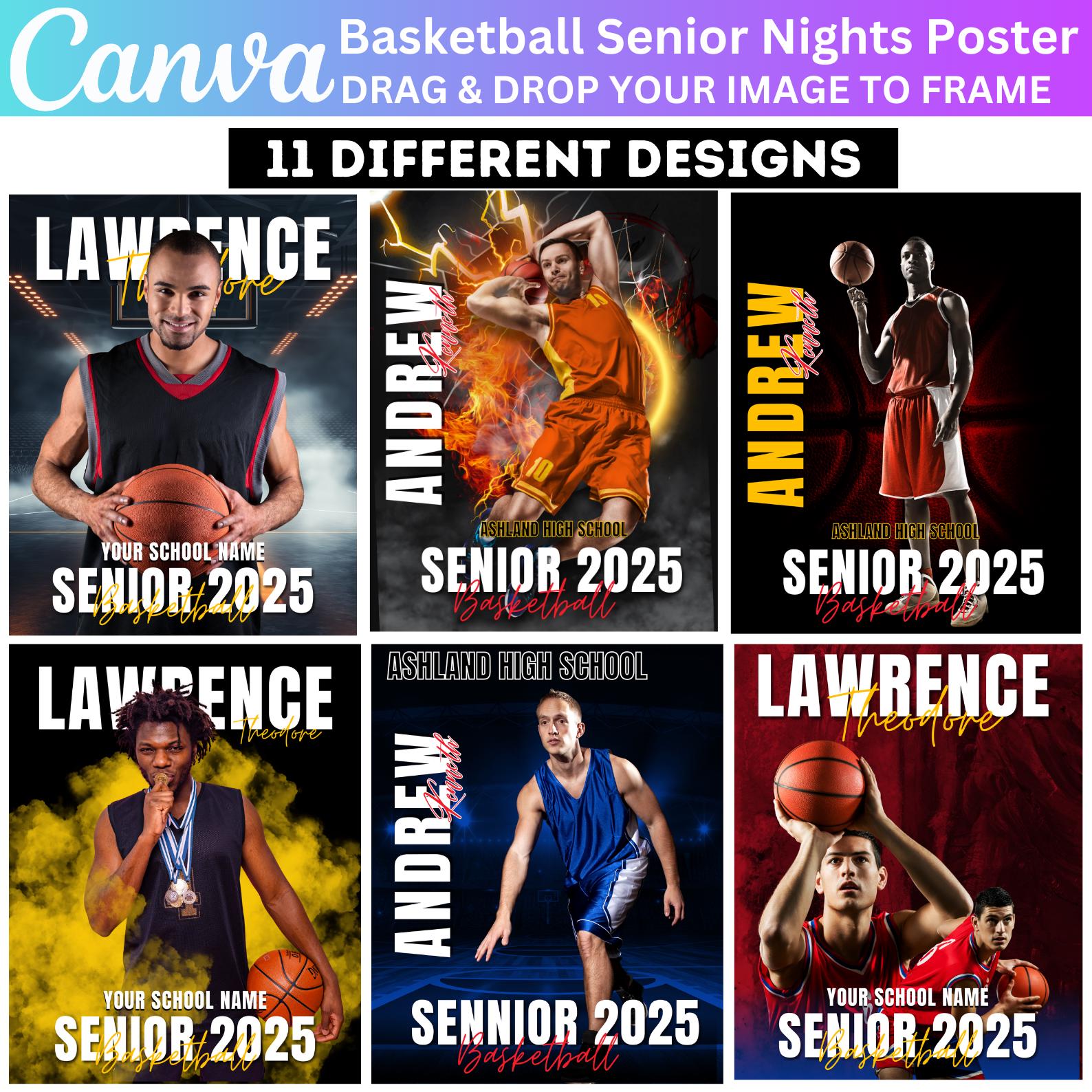 Basketball Senior Night Poster Canva Editable Template, Basketball ...