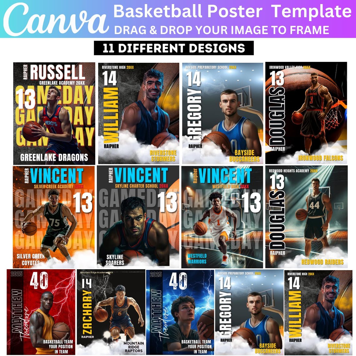 Basketball Poster Canva Editable Template, Sports Photography Templates ...