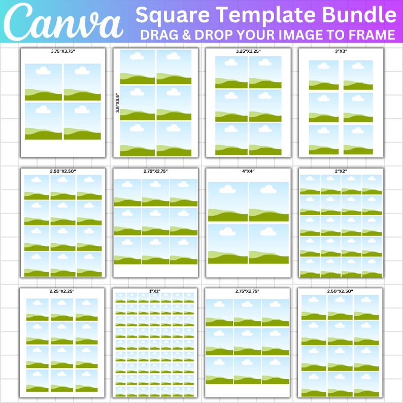 10 Square Template Bundle, Canva Editable Square Label, Magnet Template ...