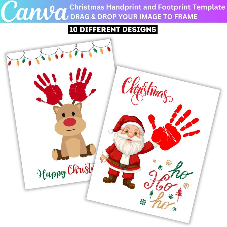 10 Christmas Handprint Art Bundle, Christmas Activities, 2O25 Holiday ...