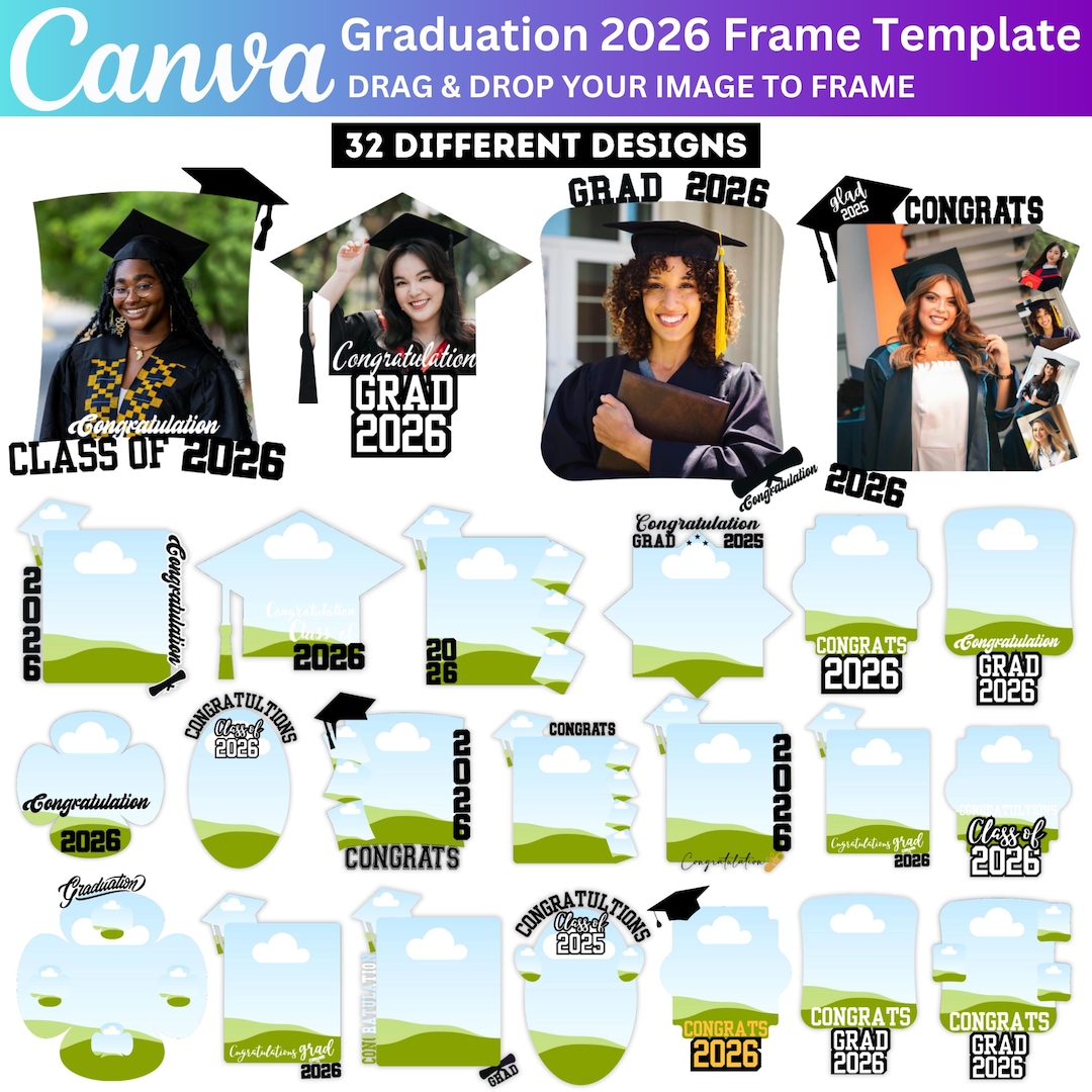 32 Graduation Fan Paddle 2026 Template Bundle, Canva Editable Grad ...