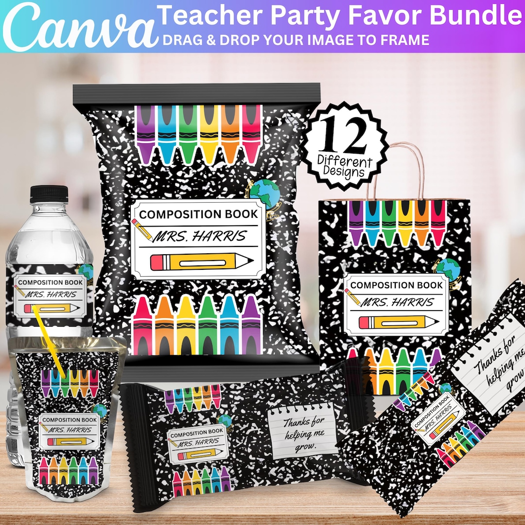 Teacher Appreciation Week Party Favor Bundle, Canva Editable Teacher ...