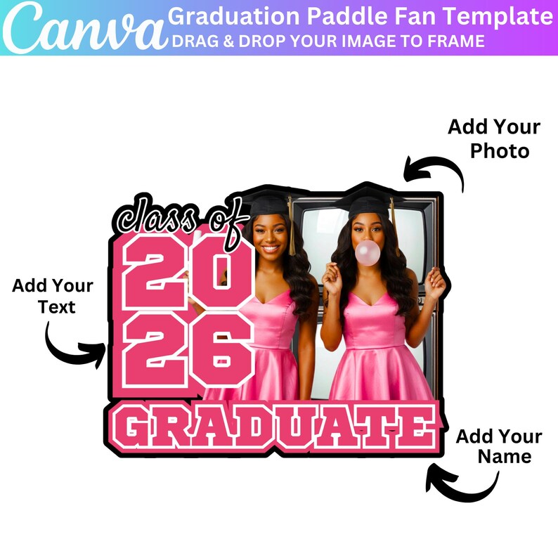 08 Graduation Fan Template, 2026 Grad Fan Paddle, Class of 2026 Senior ...