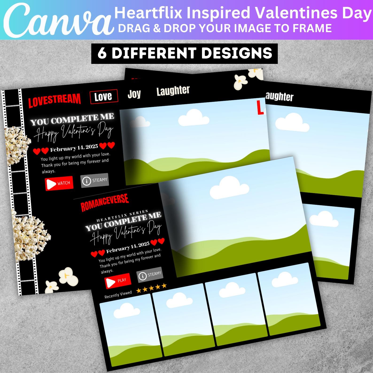 Valentines Inspired Couples Canva Editable Template, Lovesflix Treat ...