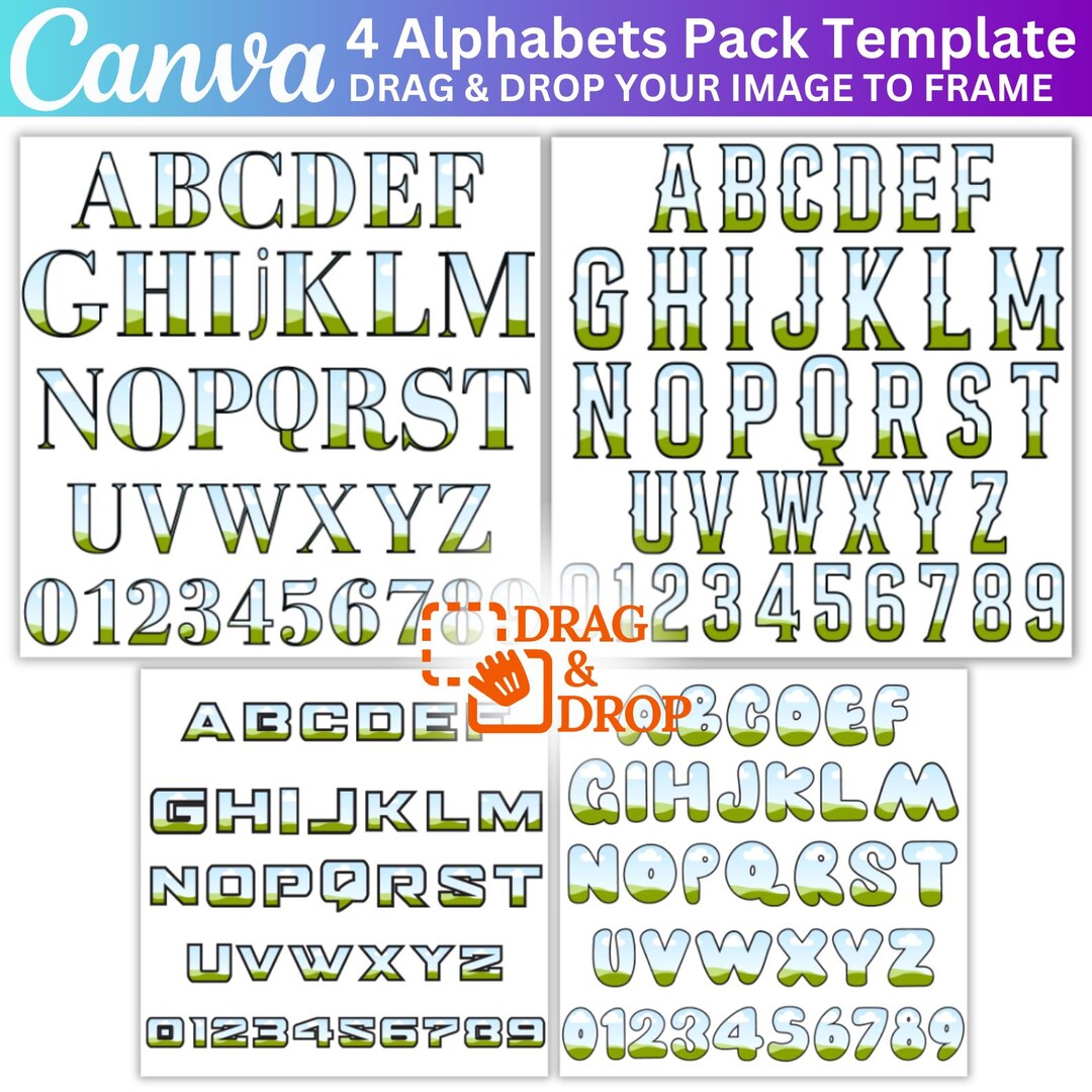 Editable Canva Uppercase Letters & Number Bundle, Canva Drag and Drop ...