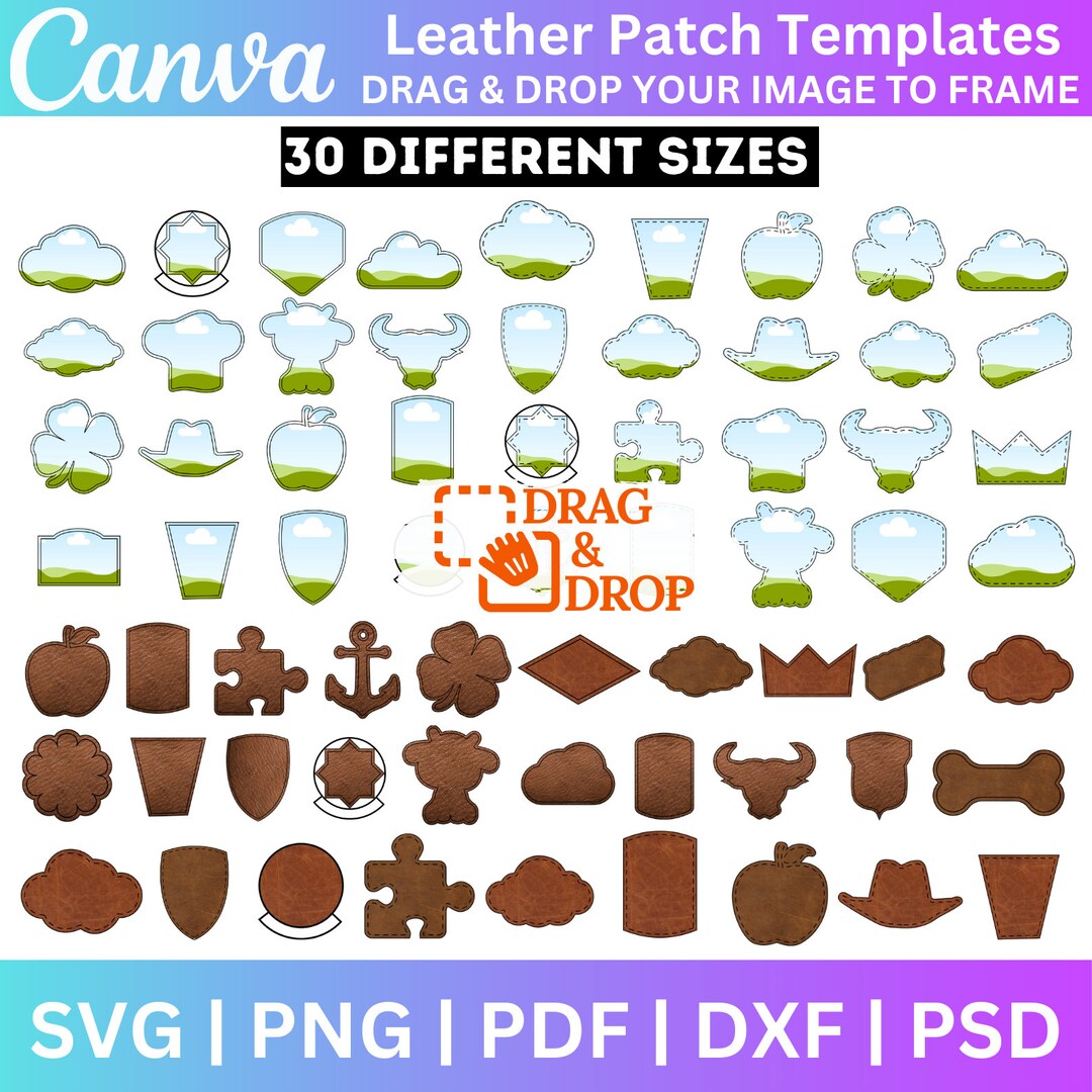 30 Leather Patch Canva Editable Template, Custom Leather Patch, Leather ...