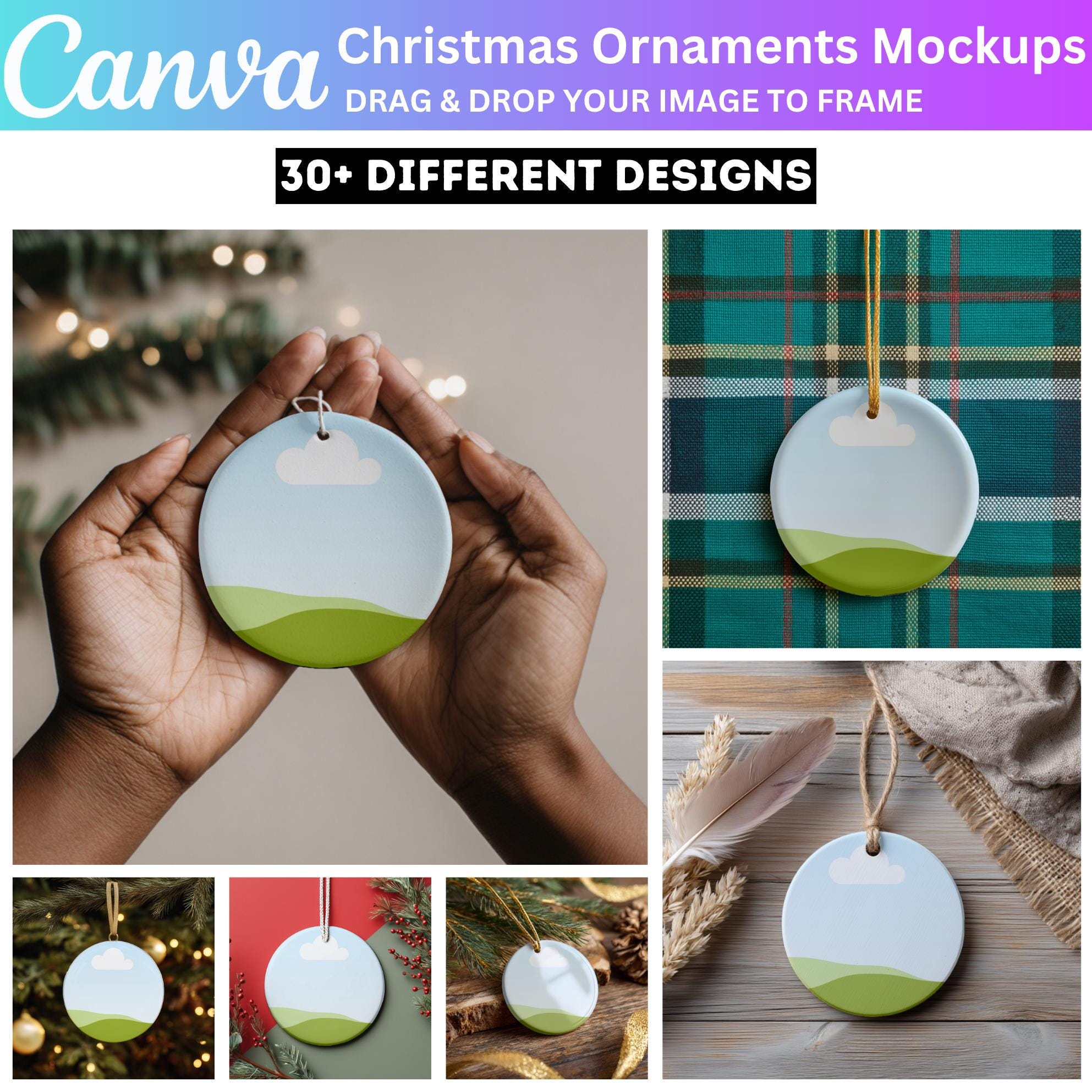 30+ Christmas Ornament Mockups Bundle, Editable Christmas Ornaments ...