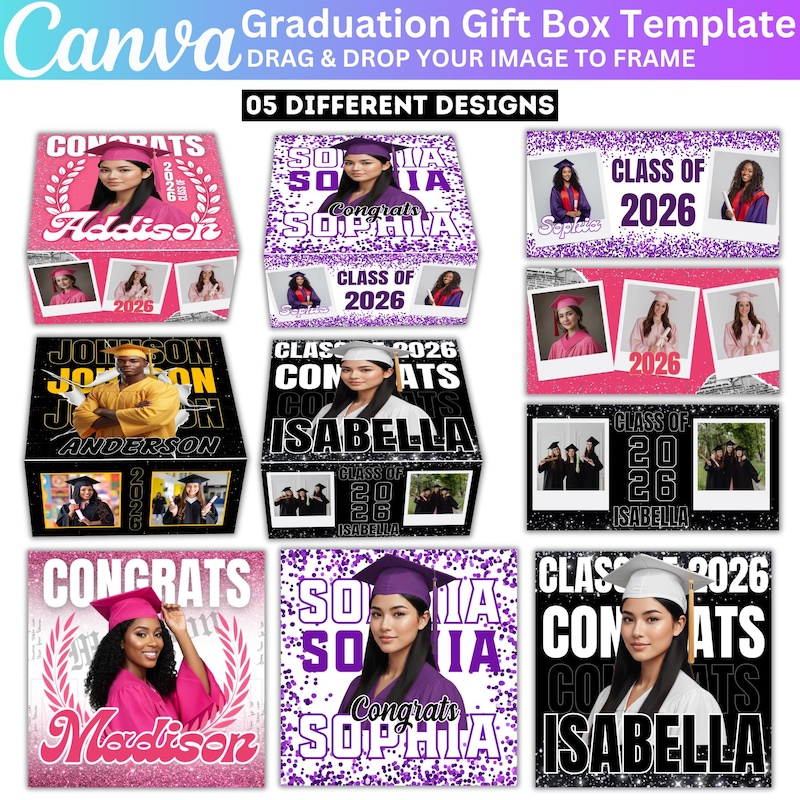 Grad Boxes Templates - Etsy