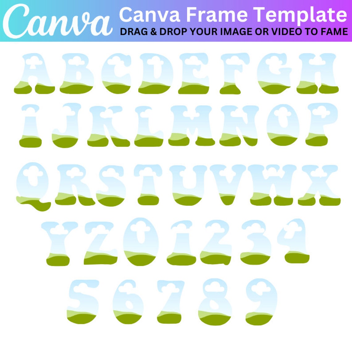 Canva Alphabets Template, Canva Alphabet Font, Canva Frame Template ...