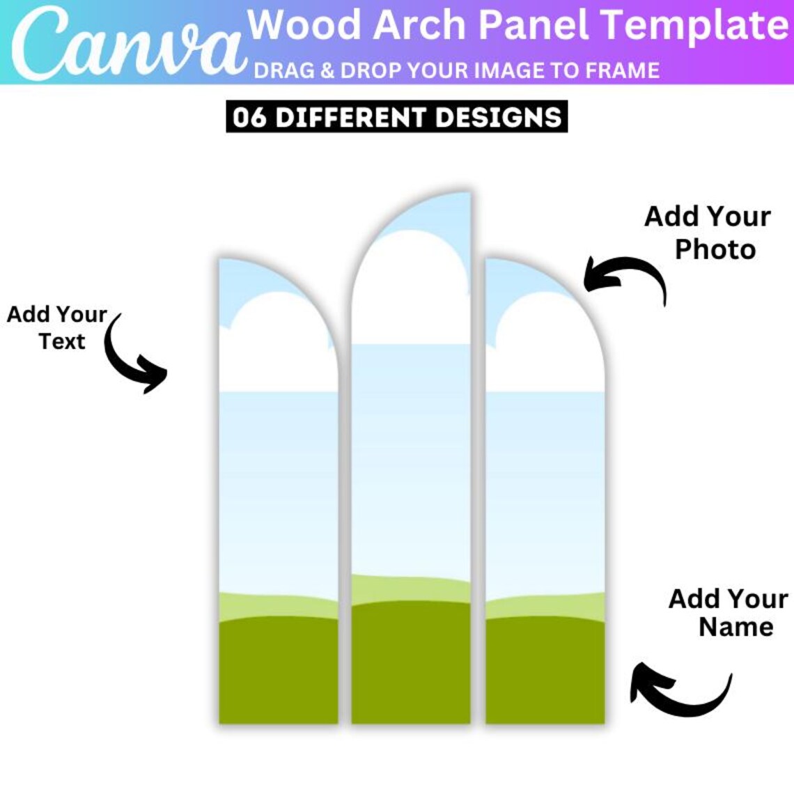 Hobby Lobby Wood Arch Panel Canva Editable Template, Blank Frame Canva ...