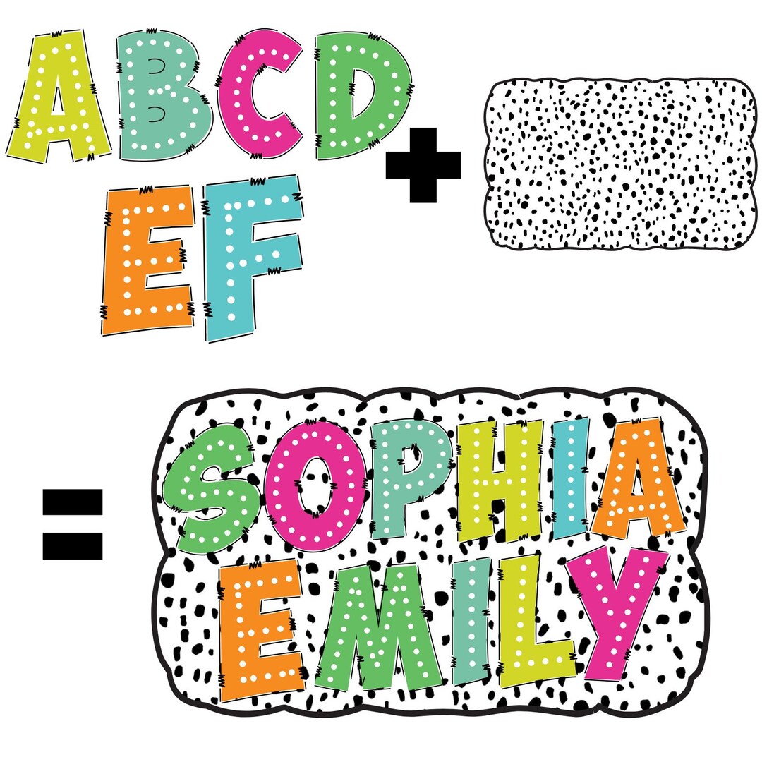 Custom Dot Dalmatian Doodle Alphabet Letters Svg Png Bundle, Alpha ...