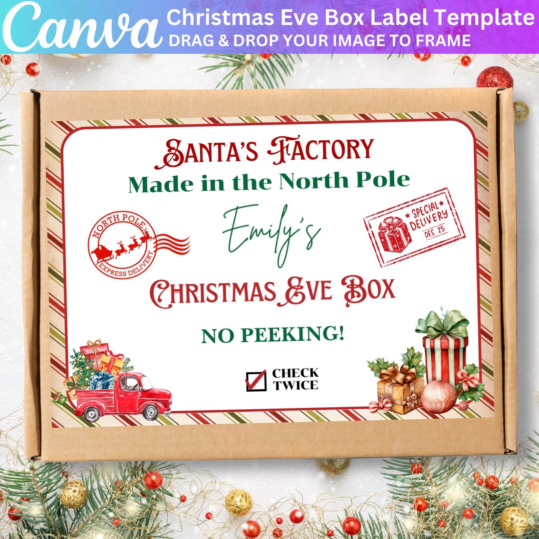 Editable Christmas Eve Box Label Template, Christmas Eve Box Template ...