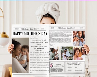 Editable Mother’s Day Newspaper Template - Personalized Canva Template ...