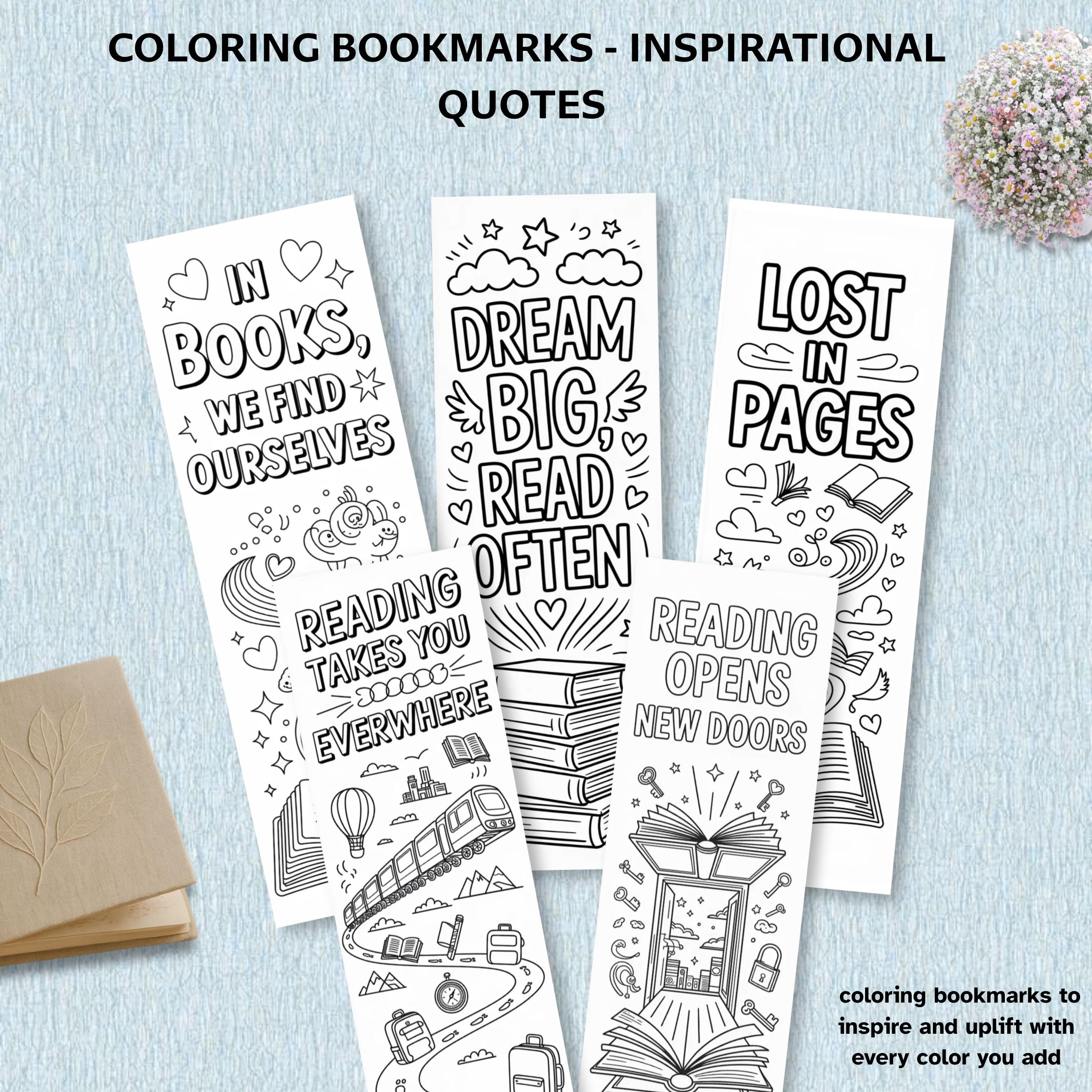 Inspirational Coloring Bookmarks Canva Editable, Motivational Quote ...