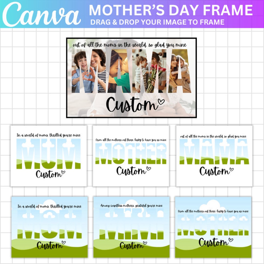 Mother's Day Canva Template, Custom Mom Canva Frame, Mama Designs ...