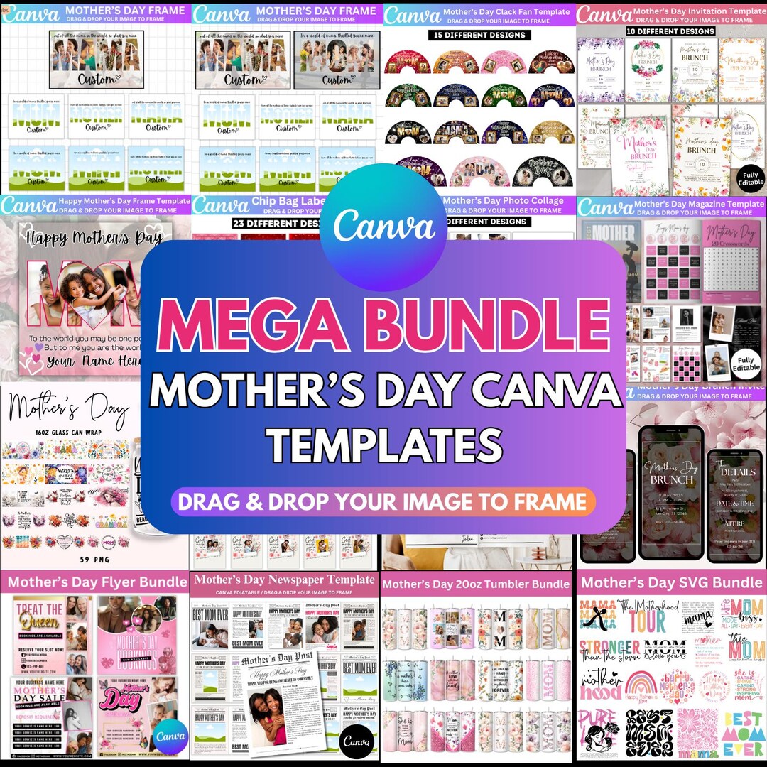 Mother’s Day Canva Mega Bundle, Mom Canva Frame, Mom Canva Editable ...