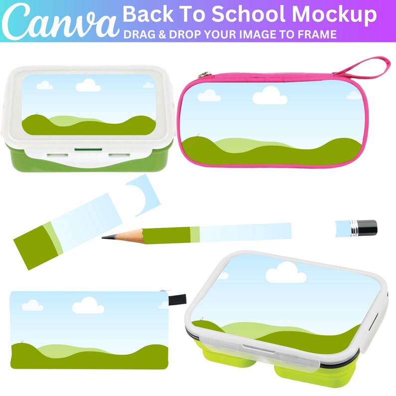 Back to School Mockup Canva Bundle, School Supply Label Mockups ...