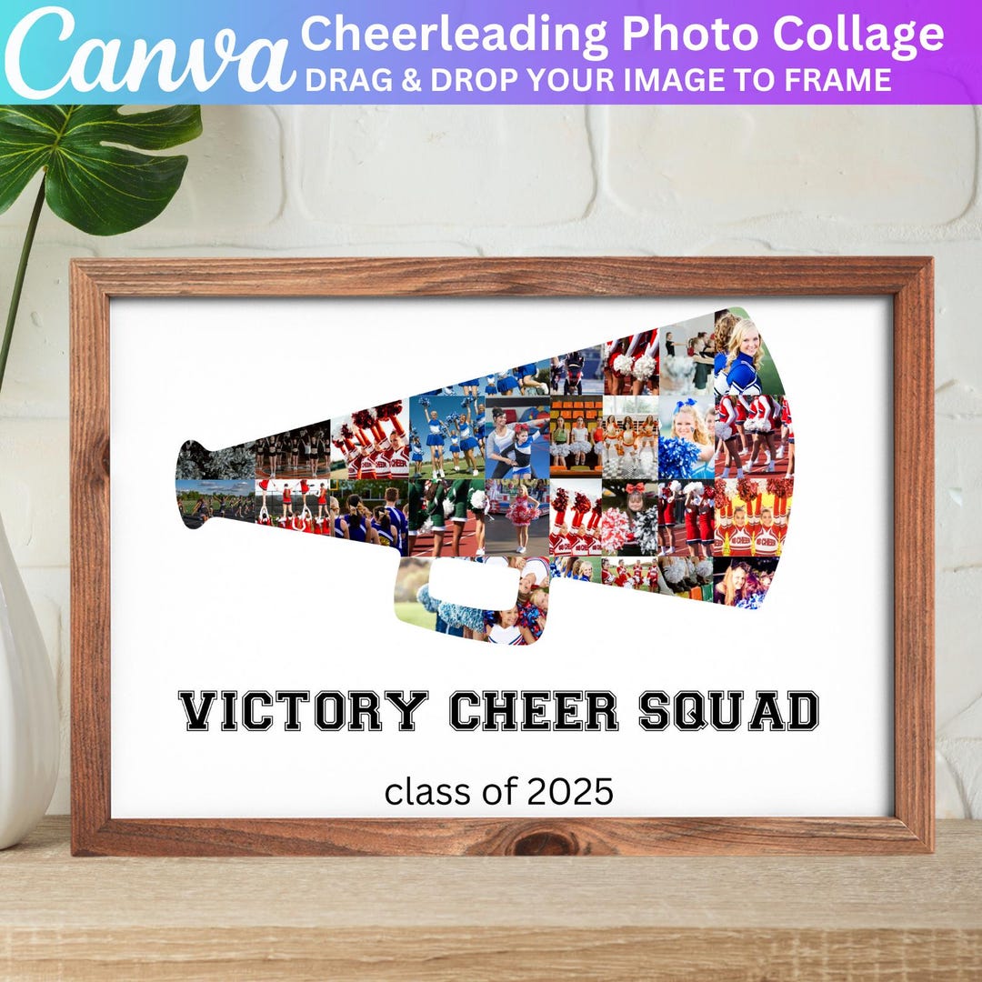 Cheerleader Photo Collage Canva Template, Editable Cheerleading Frame ...